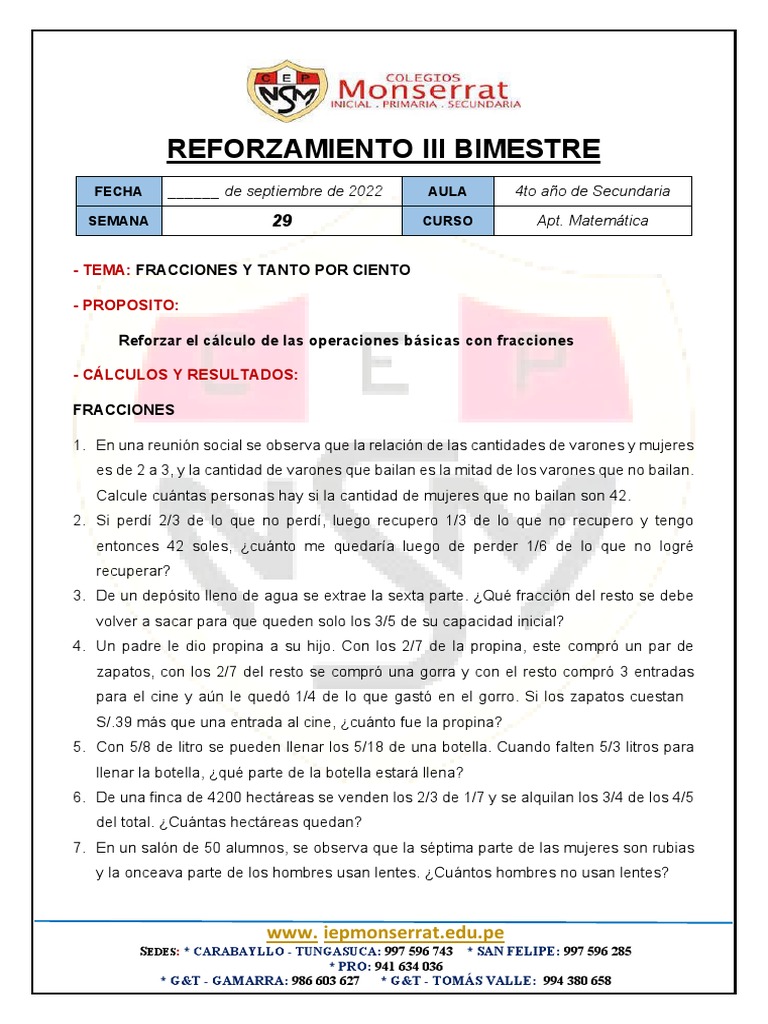 Sec+4to Apt+mat Reforzamiento Sem 29 | PDF