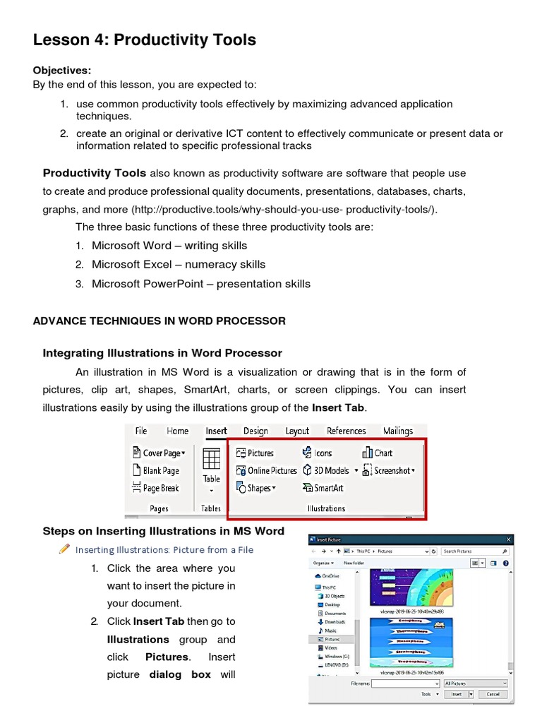 Lesson 4 Productivity Tools | PDF | Microsoft Excel | Hyperlink
