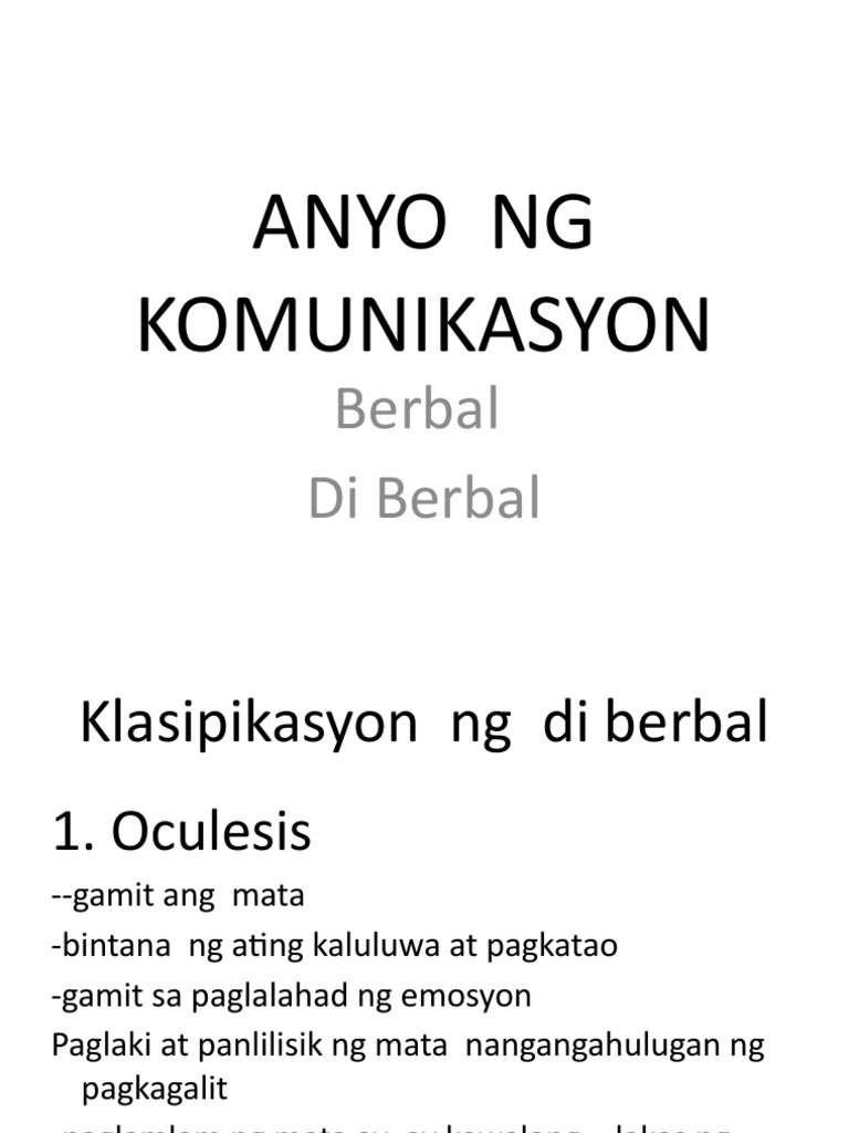 Anyo NG Komunikasyonat Klasipikasyon 10 24 | PDF