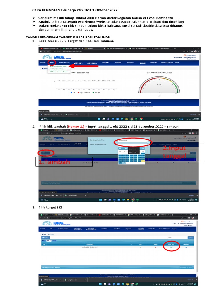 Panduan E-Kinerja PNS TMT 1 Oktober | PDF