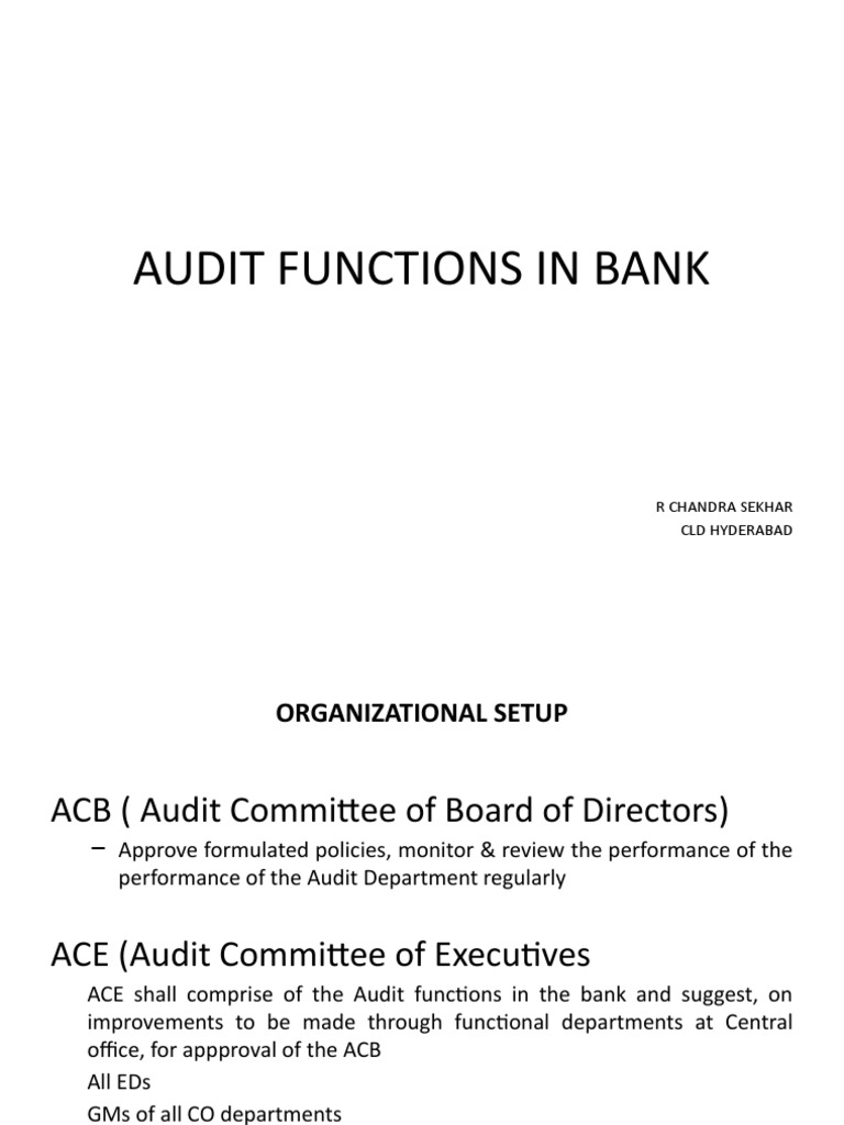 Banking Audit Functions Overview | PDF | Audit | Auditor's Report