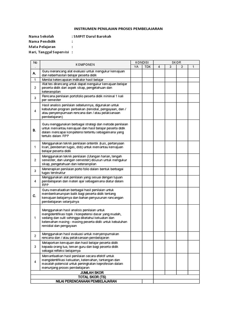 INSTRUMEN Penilaian PEMBELAJARAN | PDF INSTRUMEN Penilaian PEMBELAJARAN | PDF