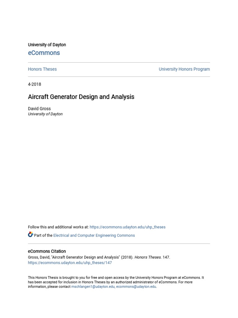 Aircraft Generator Design and Analysis | PDF | Magnetic Field ...
