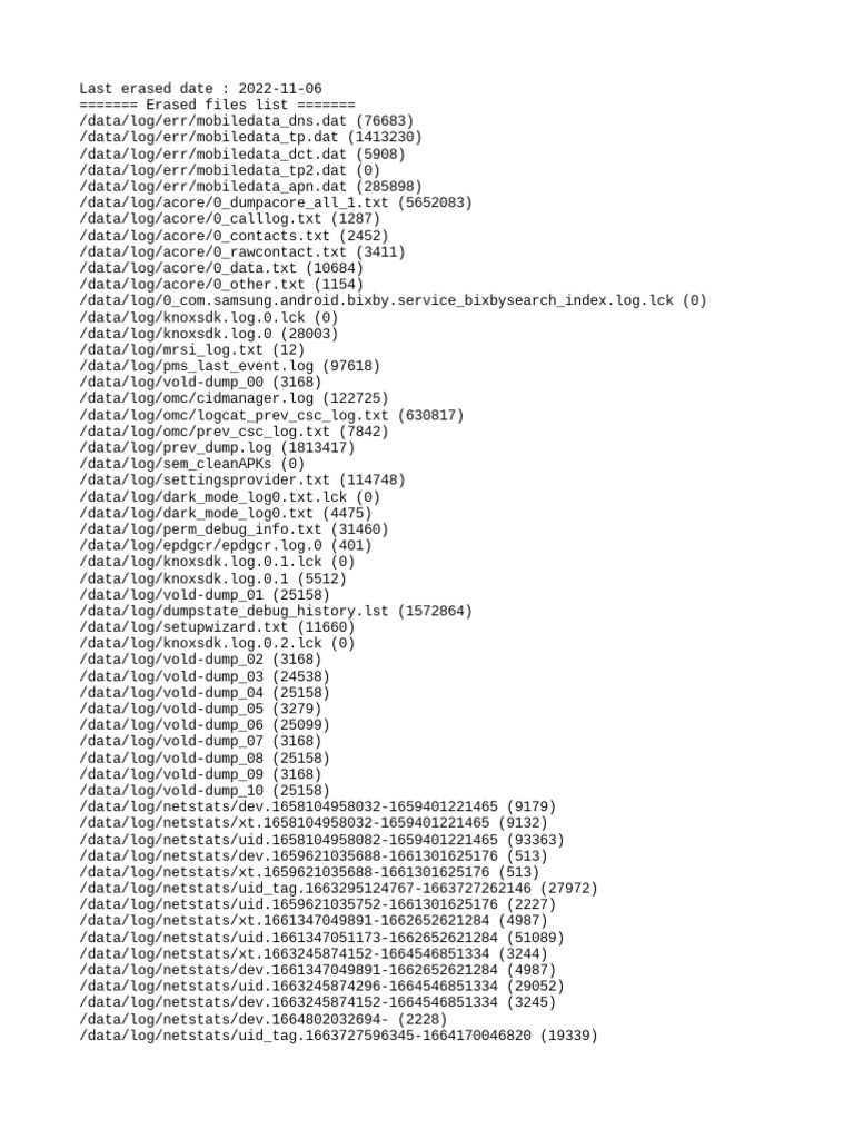 Erased Log by Sos | Download Free PDF | Text File | Computer Data