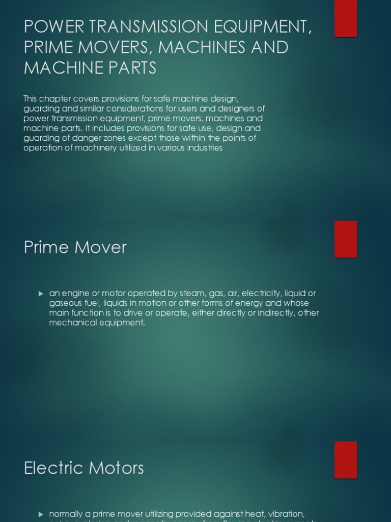 Prime Movers and Power Transmission Safety | PDF | Engines | Mechanical ...
