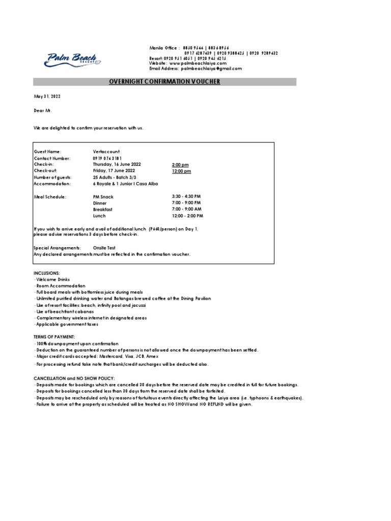Confirmation Voucher - Batch 3 | PDF | Meal