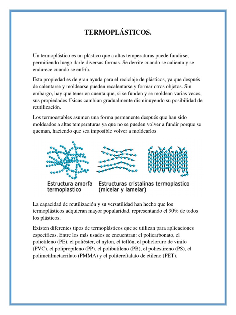 TERMOPLÁSTICOS | PDF | Termoplástico | El plastico
