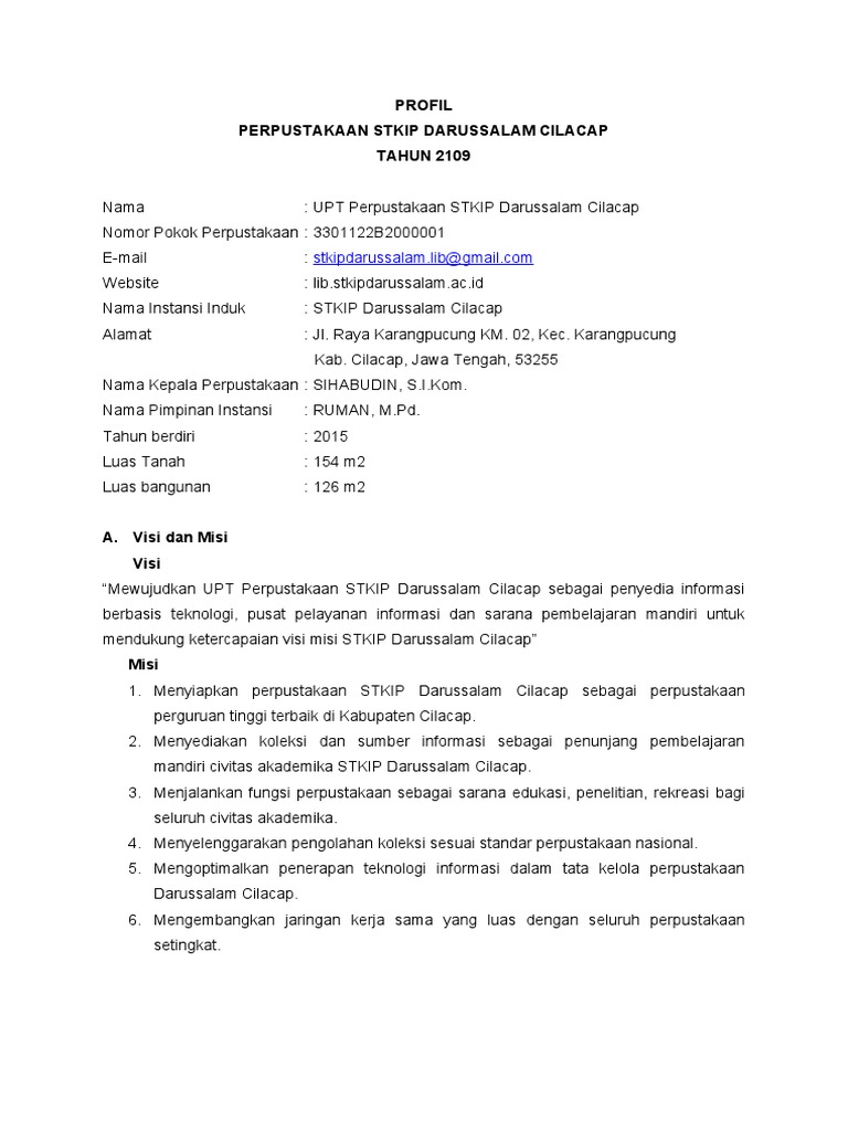Contoh Profil Perpustakaan | PDF