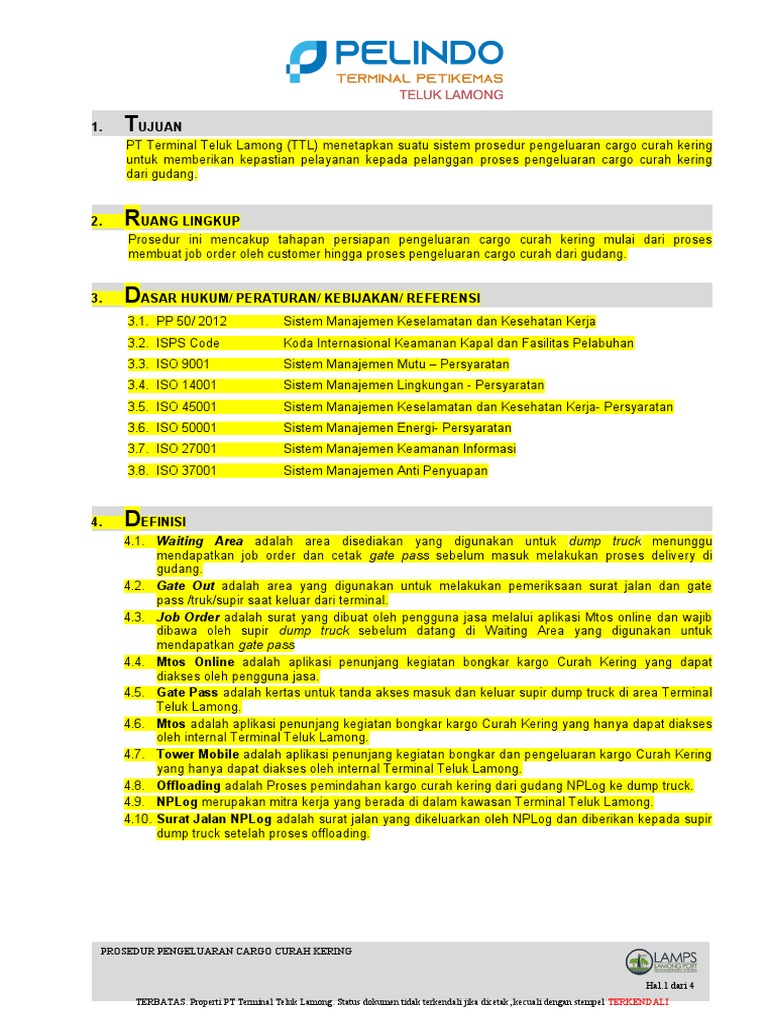 Sop Delivery Lcl-Draft | PDF