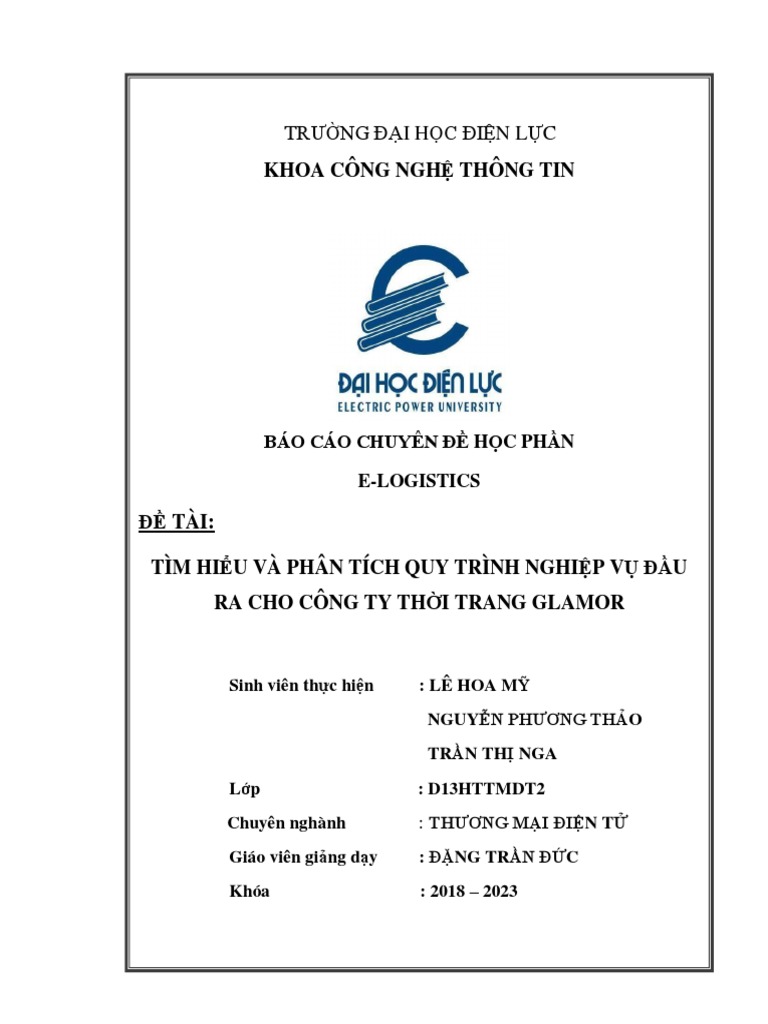 Bài tập báo cáo bộ môn Elogistics Nhóm 12 Mỹ Thảo 580 Nga | PDF