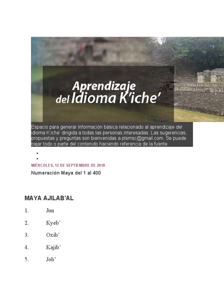 Numeros en K'iche | PDF