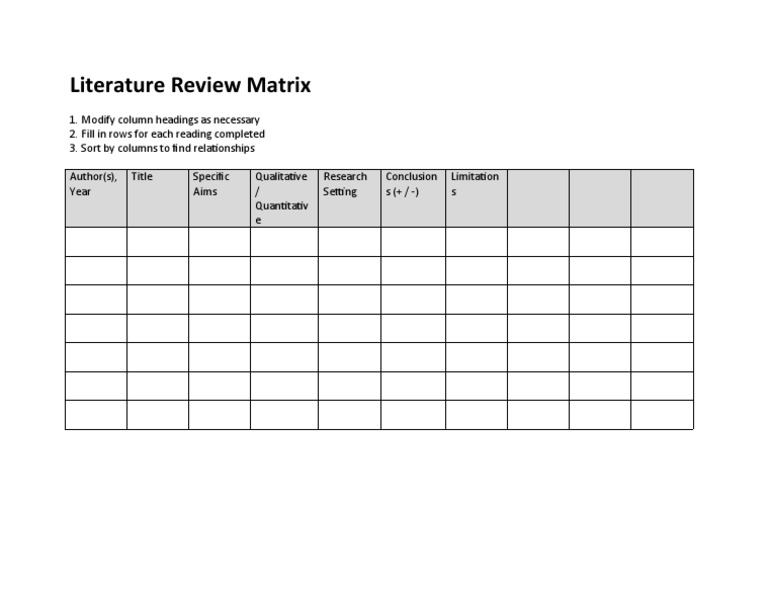 Literature Review Matrix | PDF
