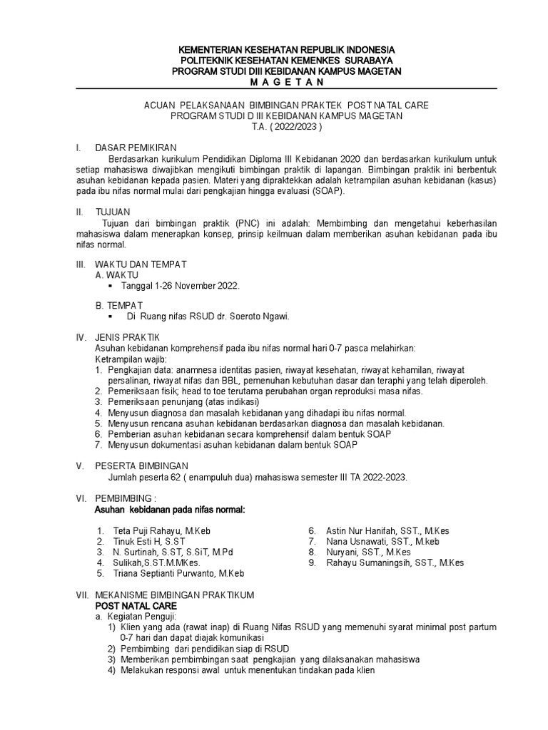 Perlengkapan Bimbingan PNC Di RS 2022 New | PDF