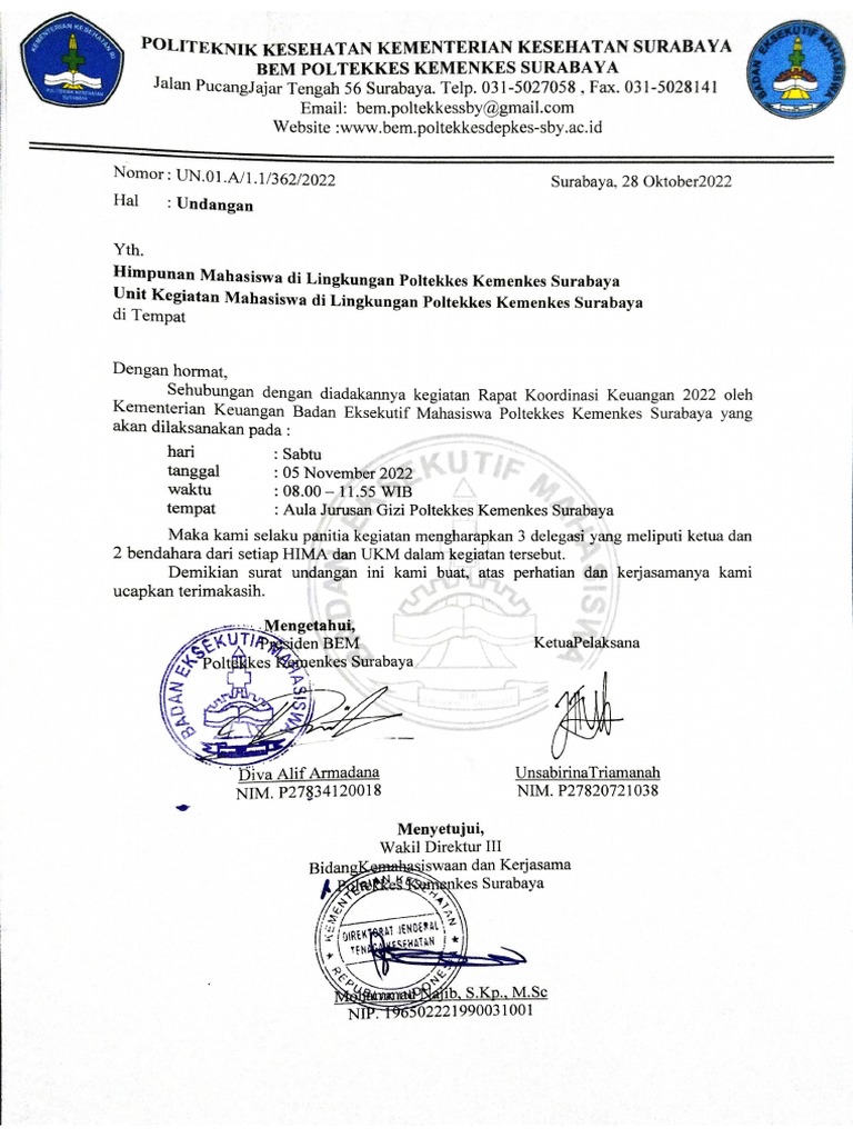 Surat Undangan Ormawa | PDF