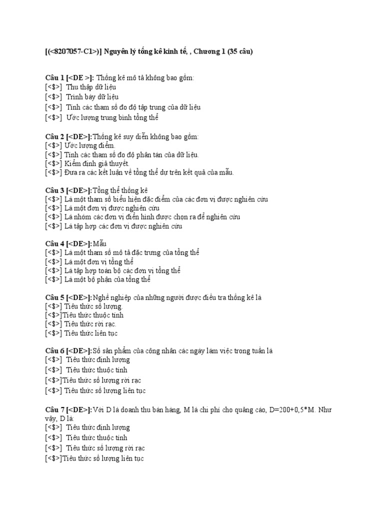 Ôn Thi NLTKKT | PDF