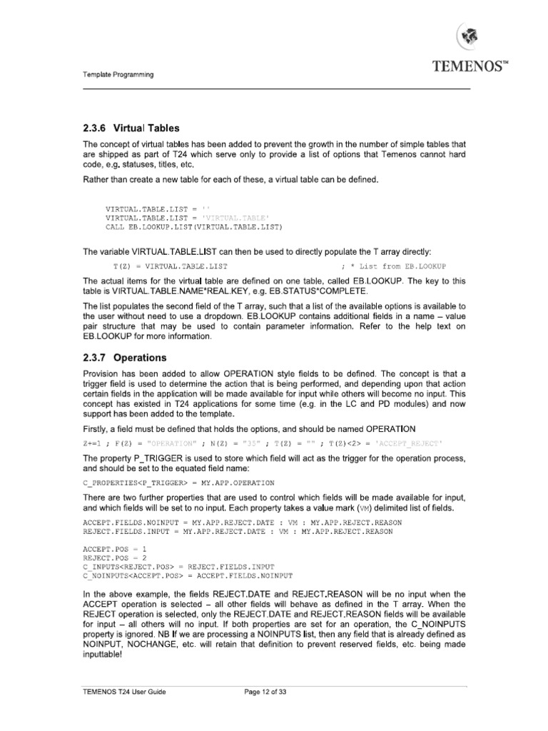 Temenos Template p4 | PDF