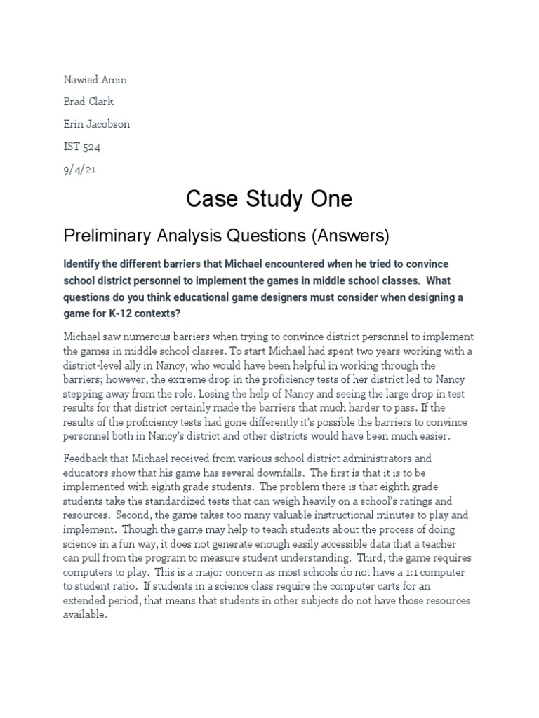 Case Study One - Ist 524 | PDF | Teachers | Educational Assessment
