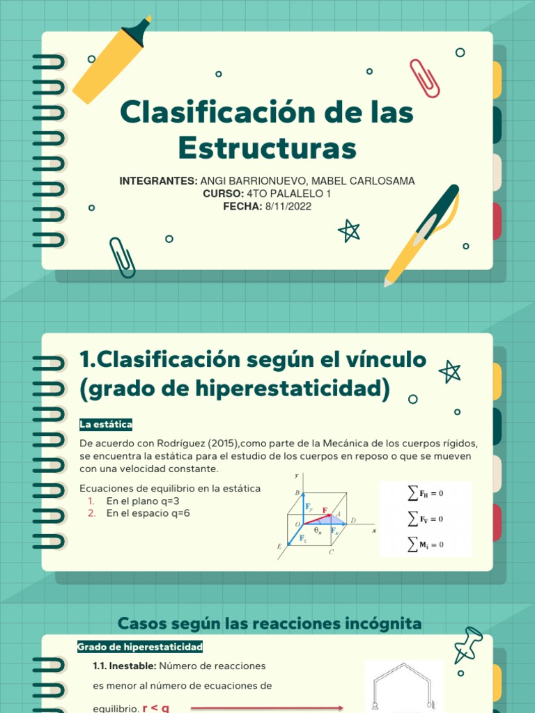 Clasificación de Estructuras en Estática | PDF