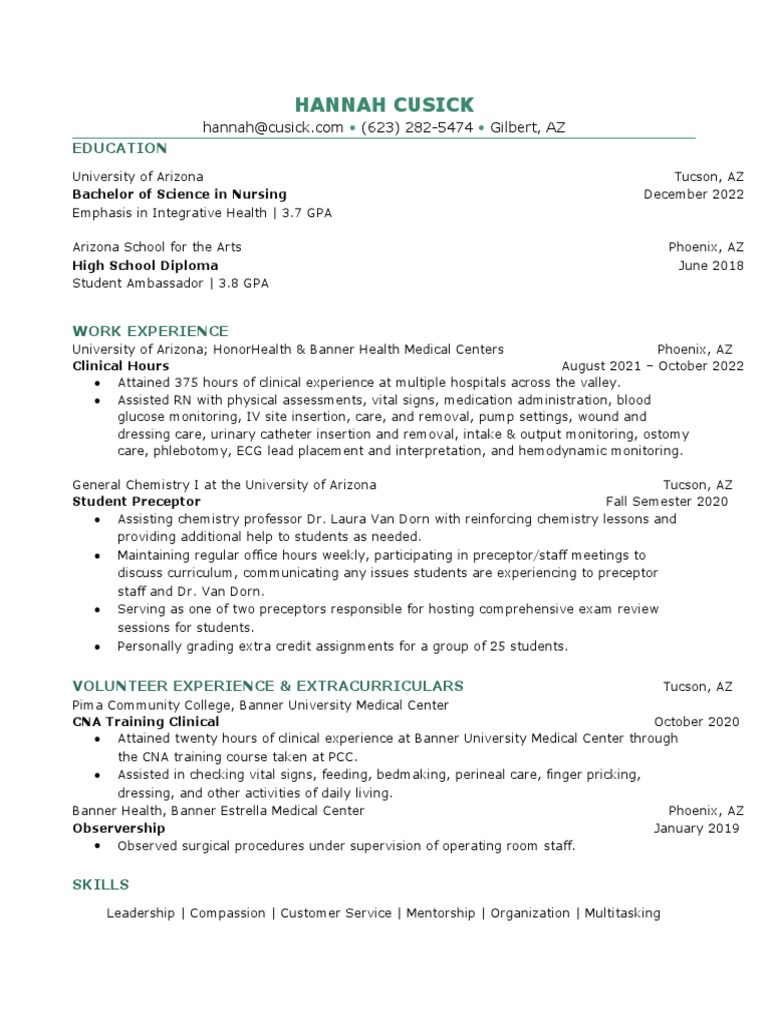 Hannah Cusick Resume Banner HH CPCU | PDF | Medical Specialties ...