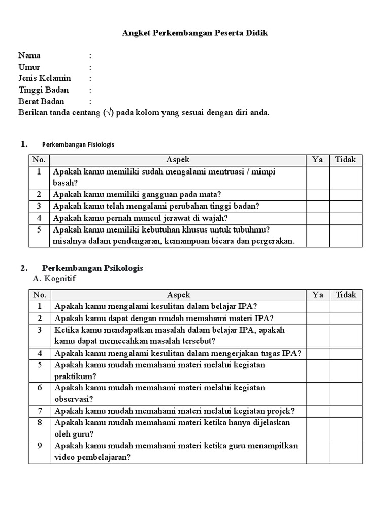 Angket Siswa | PDF