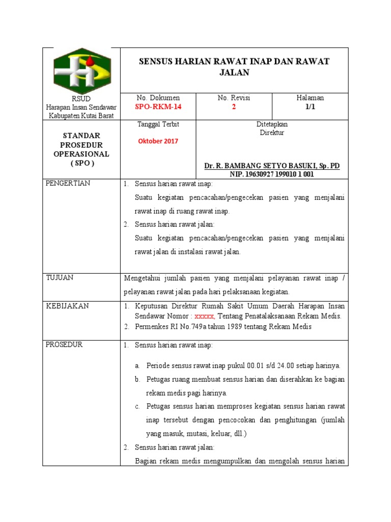 Sop Sensus Harian RI & RJ | PDF