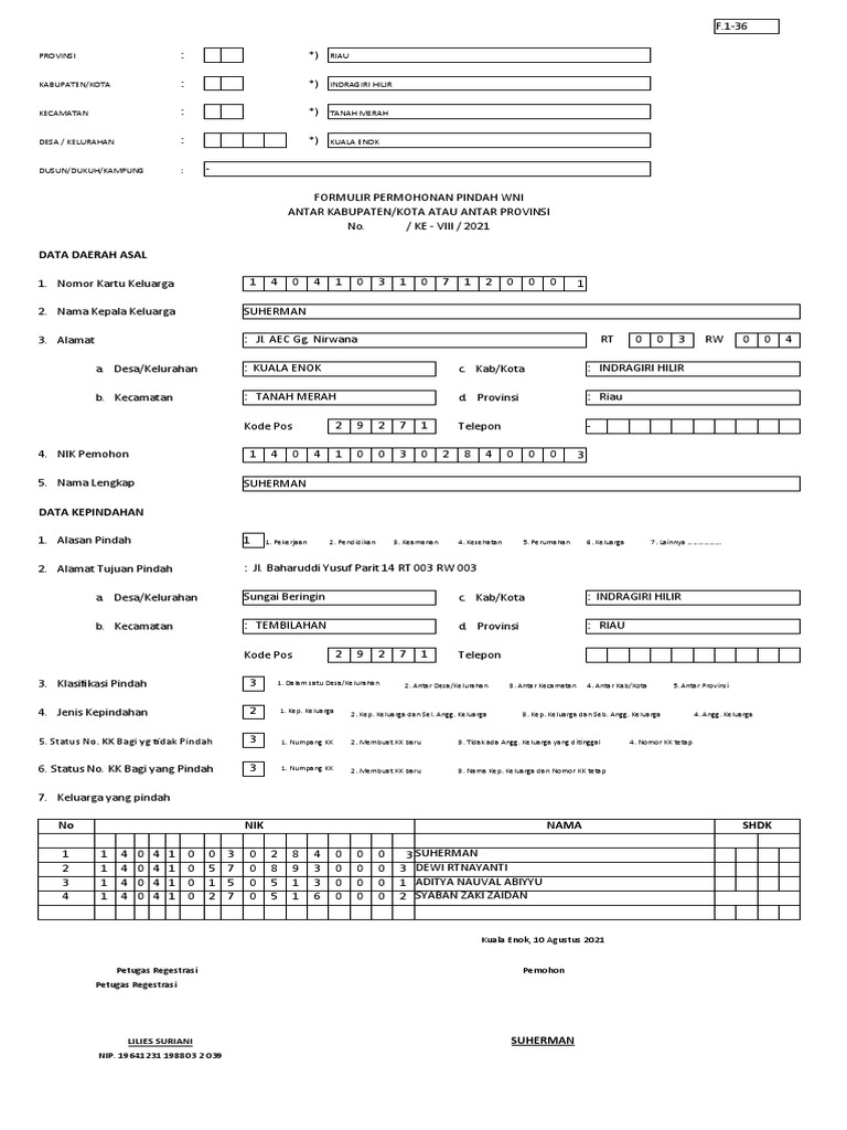 Format Surat Pindah Suherman | PDF