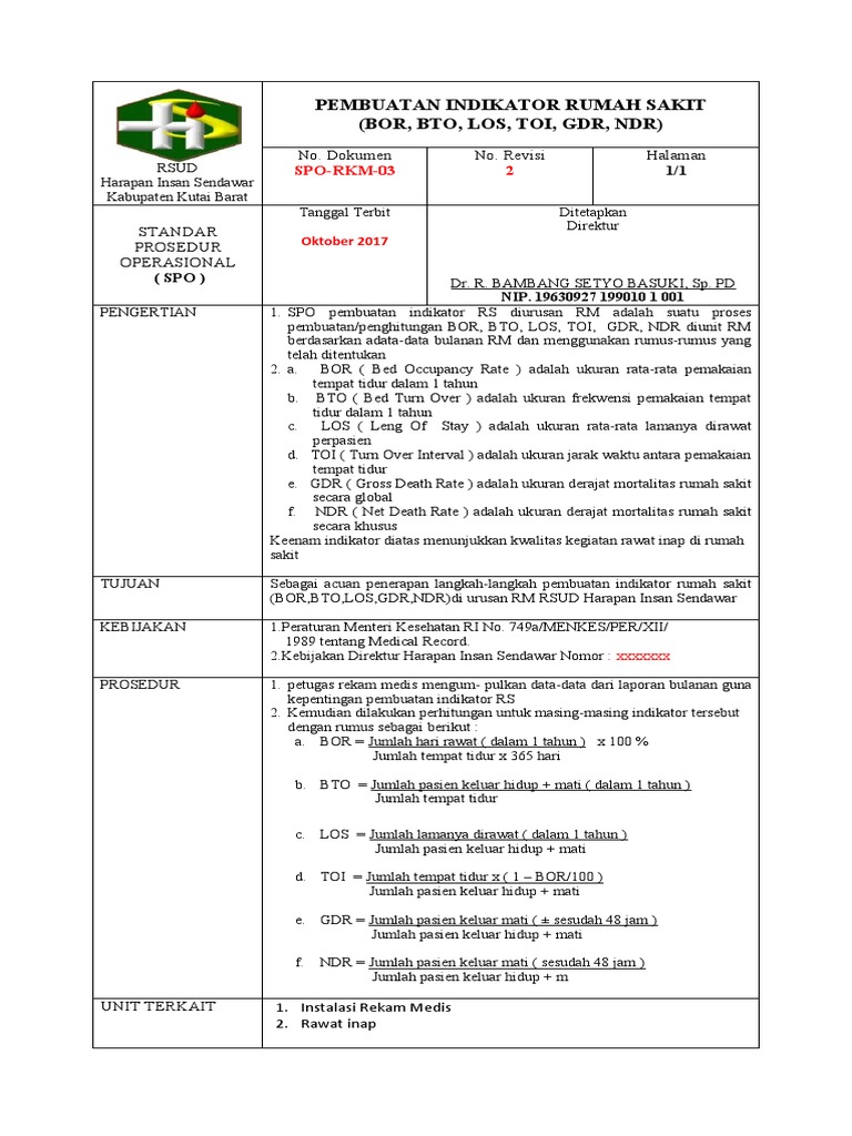 Sop Pembuatan Indikator Bor, Los, Toi, Bto | PDF