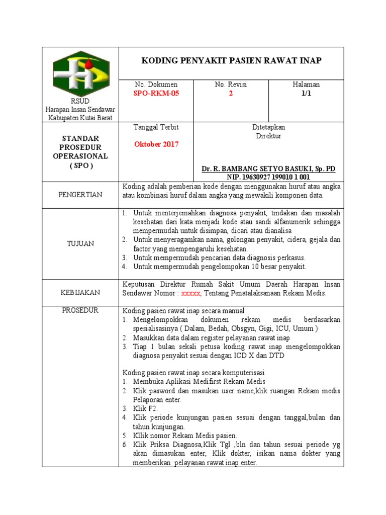 Sop Koding Rawat Inap | PDF