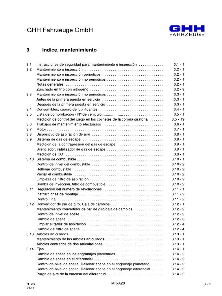 Mantenimiento MK-A20.2 Dumper GHH - Compressed | PDF