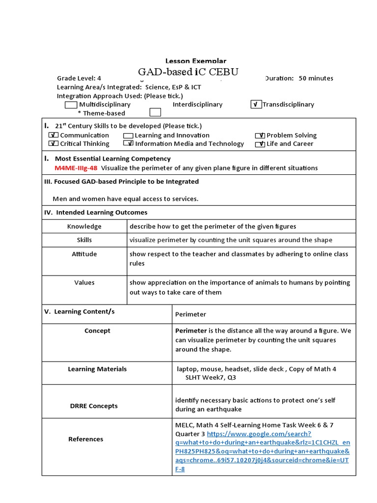 Lesson Exemplar in Math | Download Free PDF | Learning ...