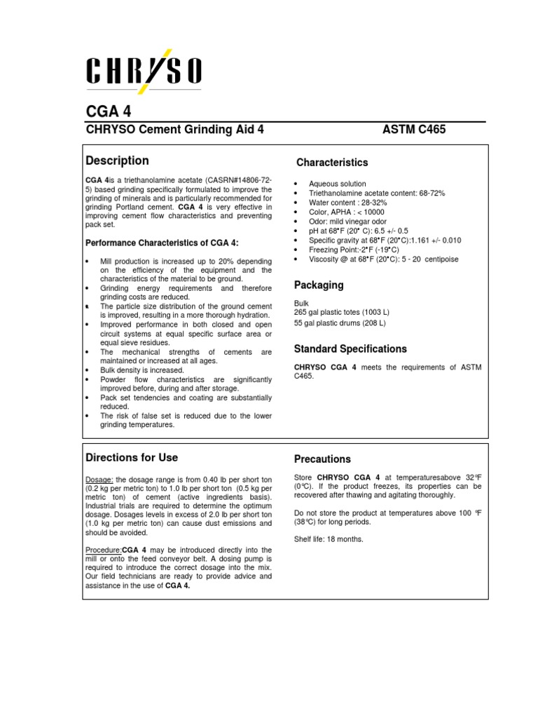Cement Grinding Aid | PDF | Cement | Dose (Biochemistry)