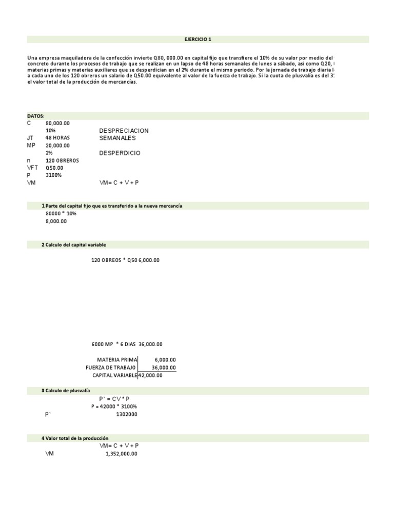 Ejercicios Practicos | PDF | Tiempo de trabajo | Bienes