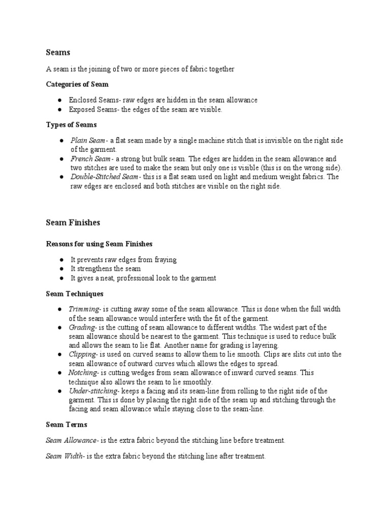 A Comprehensive Guide to Seams: Types, Finishes, Techniques and Factors ...