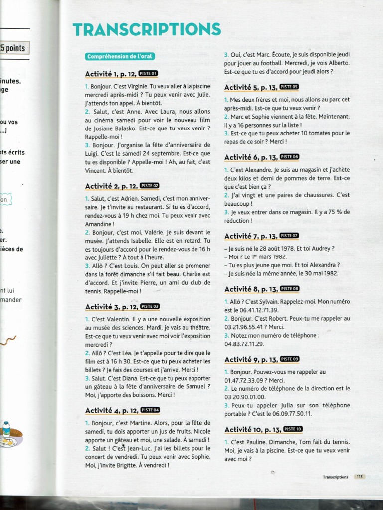 DELF A1 - Transcriptions Et Corrigés | PDF