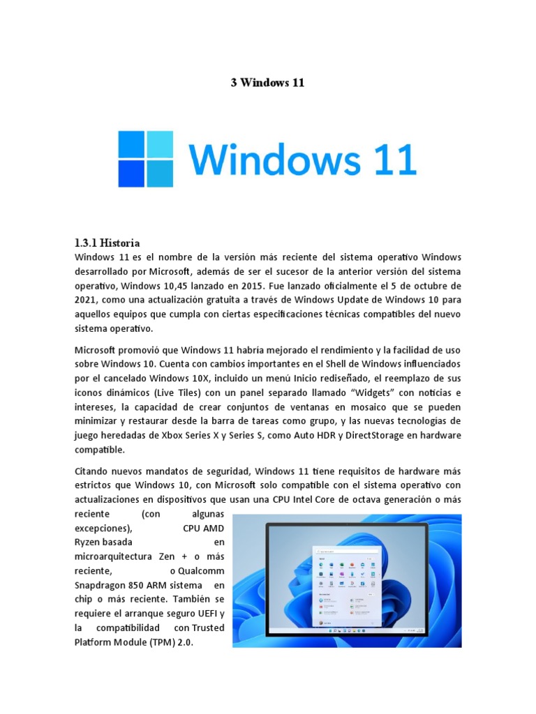 Windows 11 | PDF | Arquitectura de Computadores | Computadoras personales