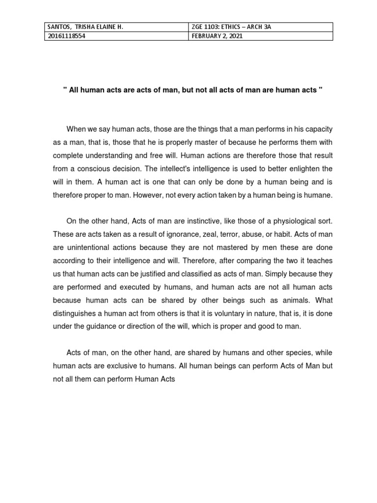 Essay On Human Acts | PDF