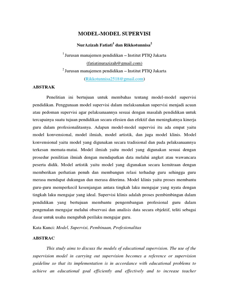 Makalah Model Supervisi Pendidikan | PDF | Karier & Perkembangan | Pengembangan Diri
