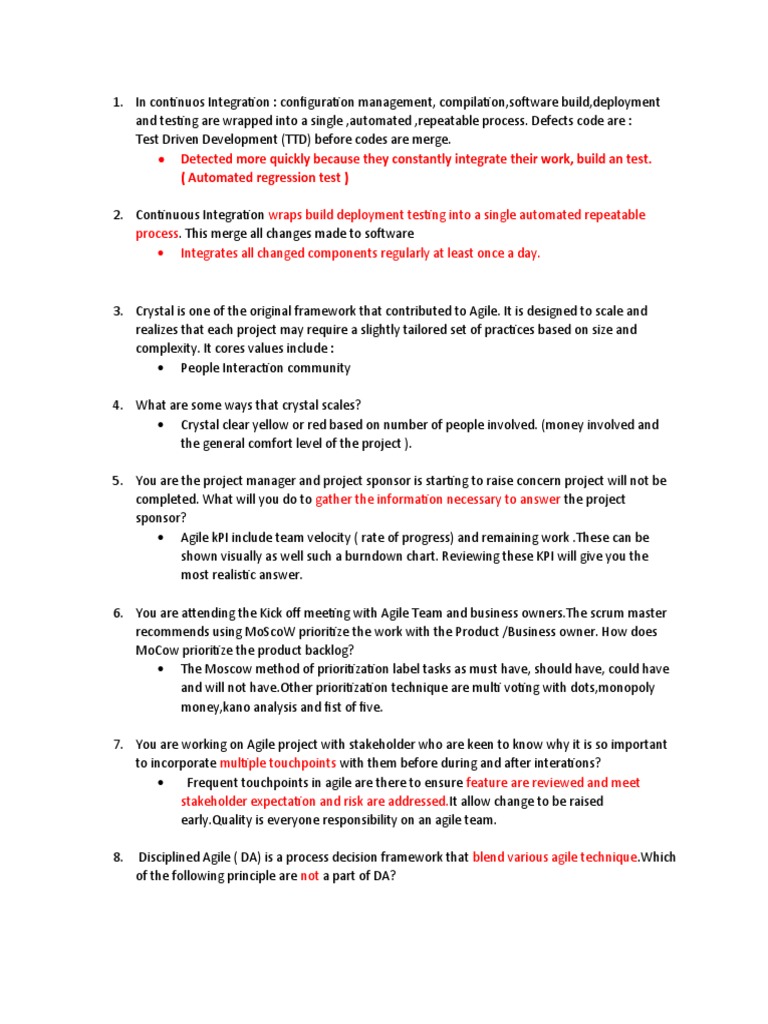 Agile Question | PDF | Scrum (Software Development) | Agile Software Development