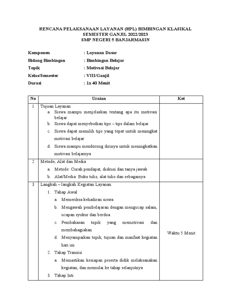 RPL Motivasi Belajar | PDF