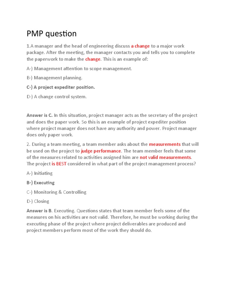 PMP Question | PDF | Risk | Audit