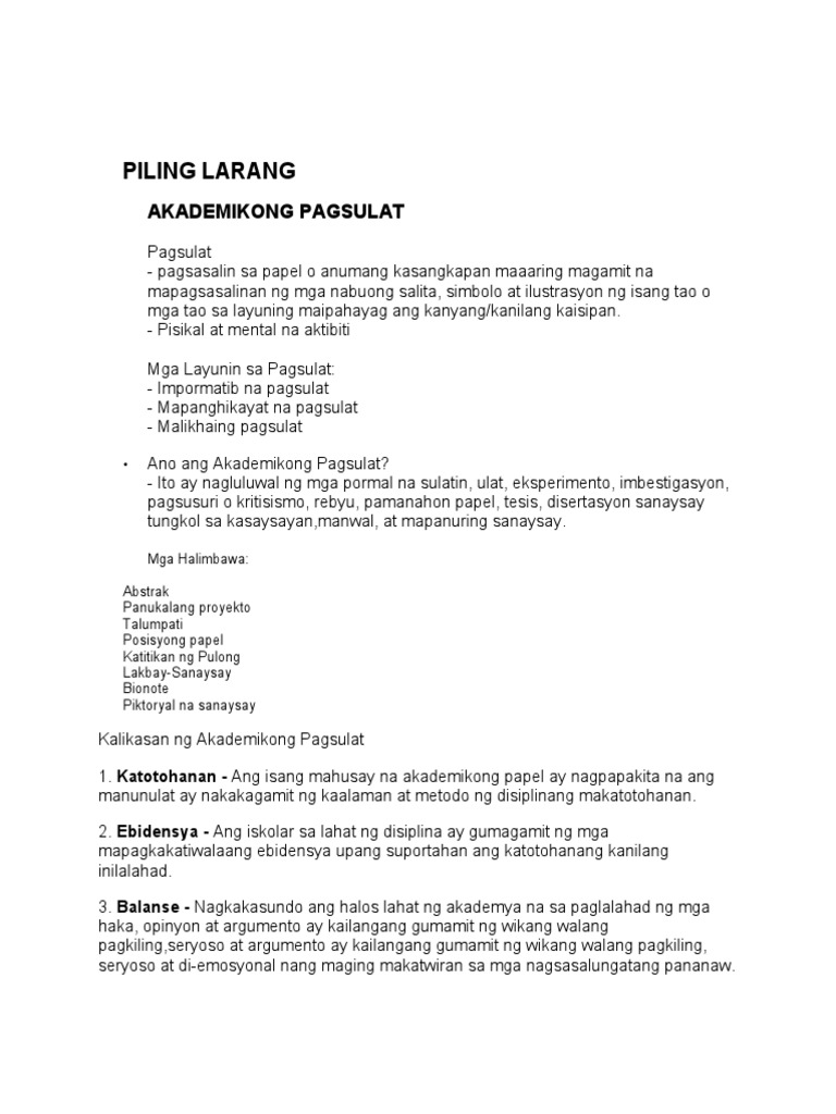 Piling Larang Reviewer | PDF