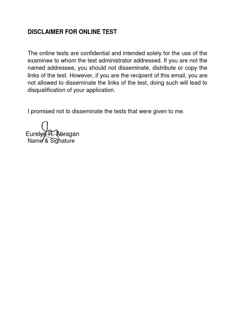 Disclaimer Online Test | PDF