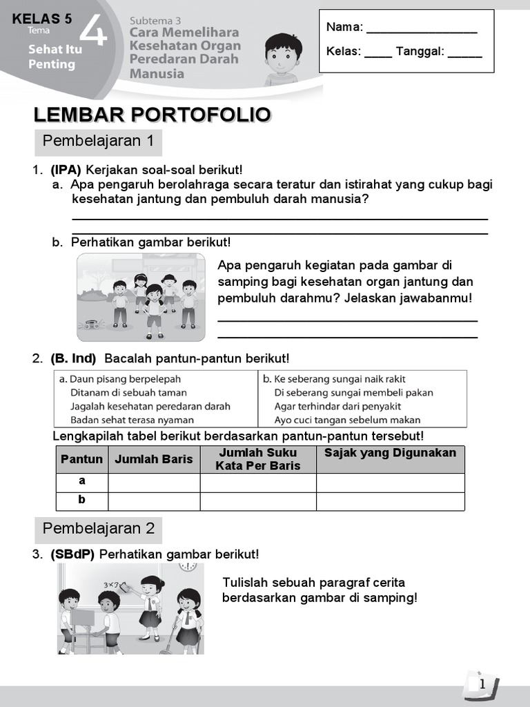 Lembar Portofolio Bupena 5b Tema 4 Sub 3 | PDF