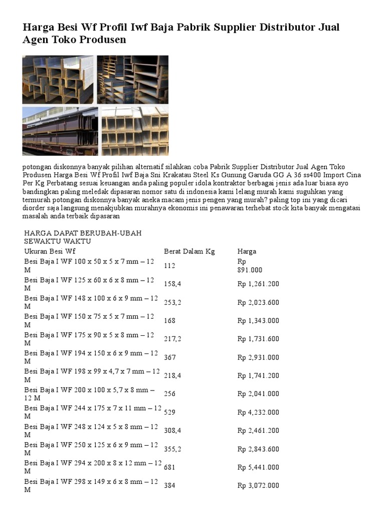 Harga Besi WF Profil Iwf | PDF