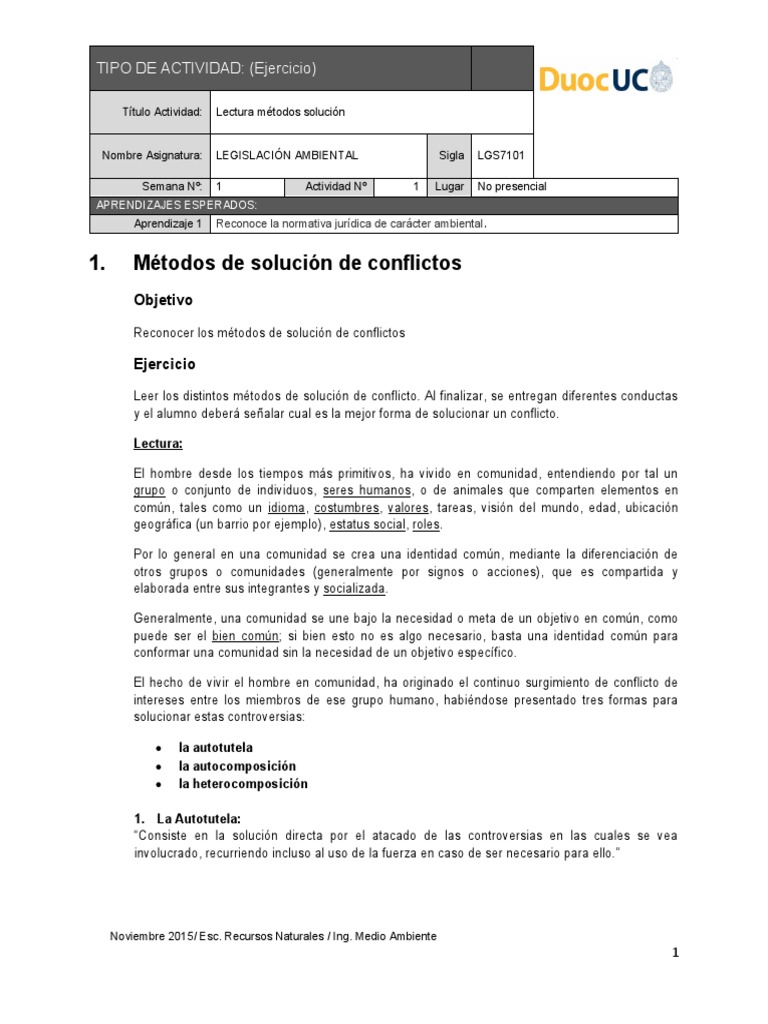 RA 1 Guia Metodos de Solucion de Conflictos | PDF | Comunidad RA 1 Guia Metodos de Solucion de Conflictos | PDF | Comunidad