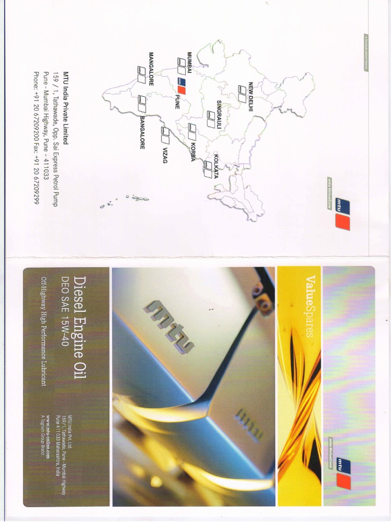 Product Data of MTU Lube Oil-DEO SAE 15W-40. | PDF