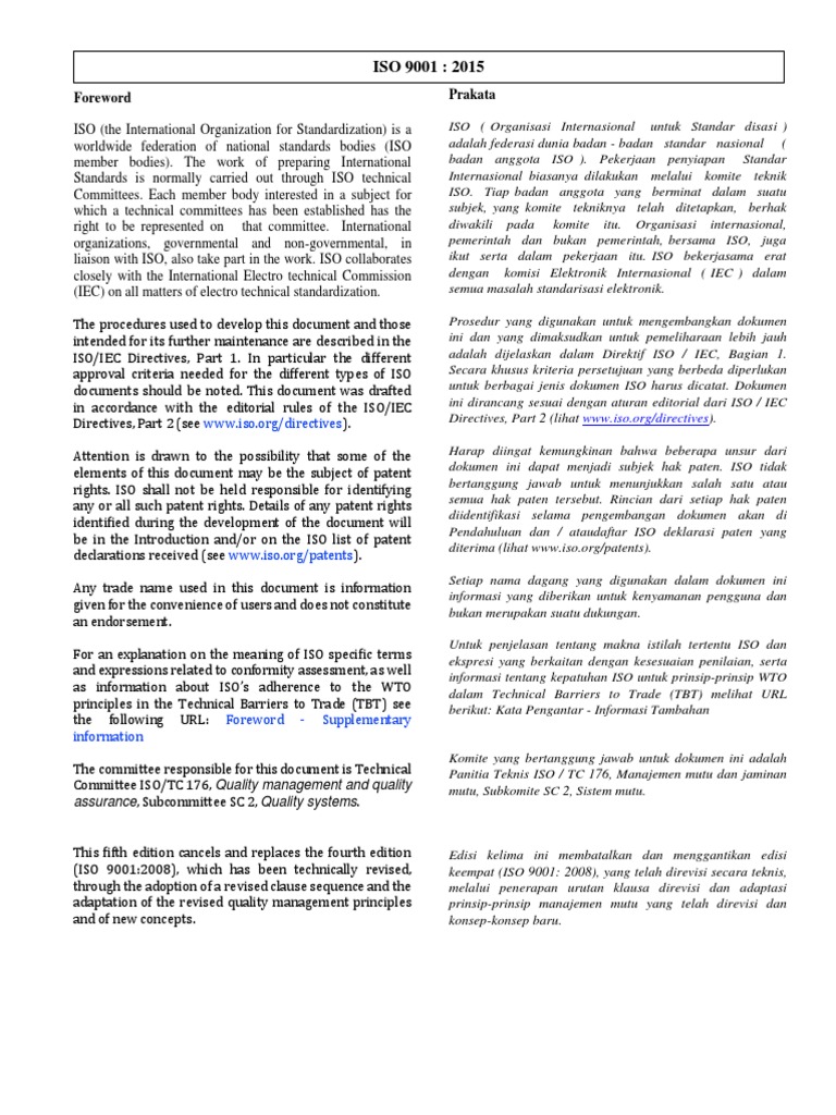 ISO 9001-2015 Dual Language | PDF