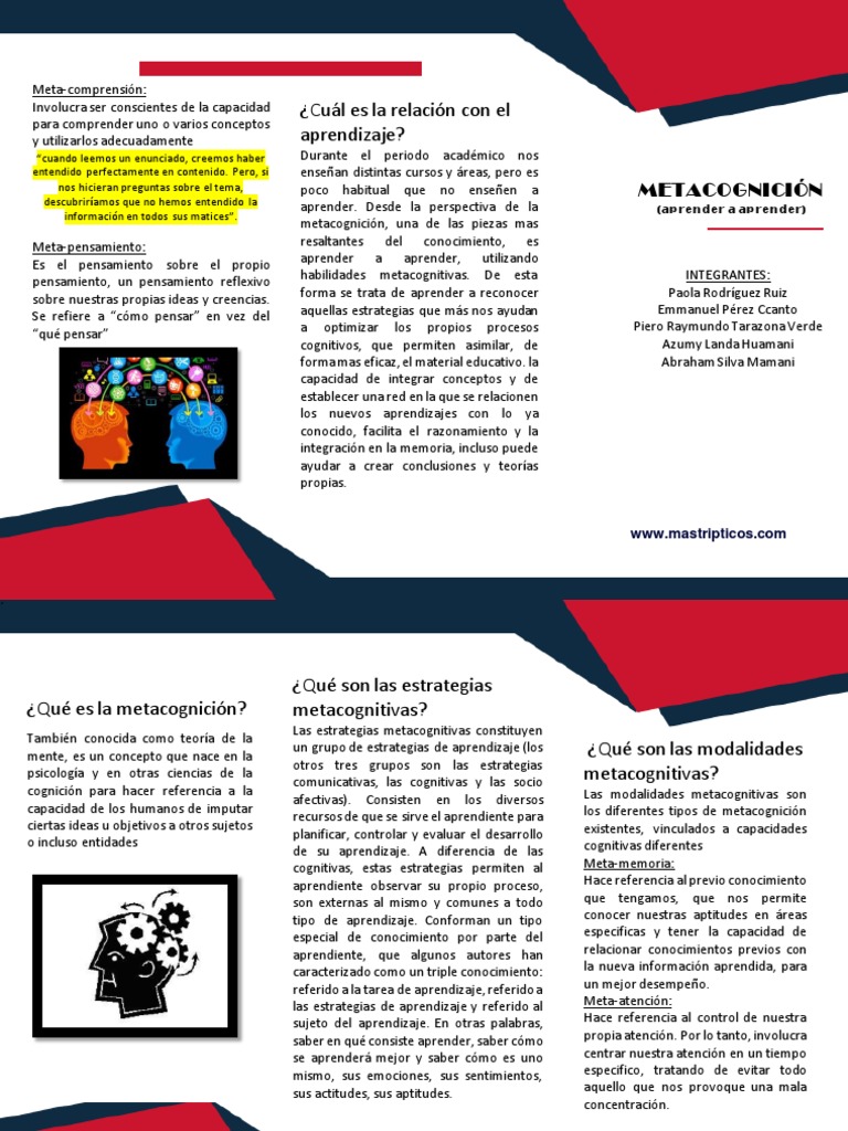 Triptico Ingles | PDF | Aprendizaje | Teoria de la mente