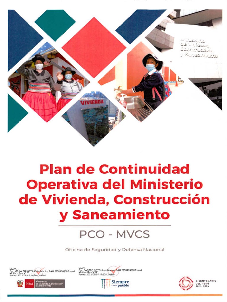 Plan de Continuidad Operativa Del Mvcs PDF | PDF