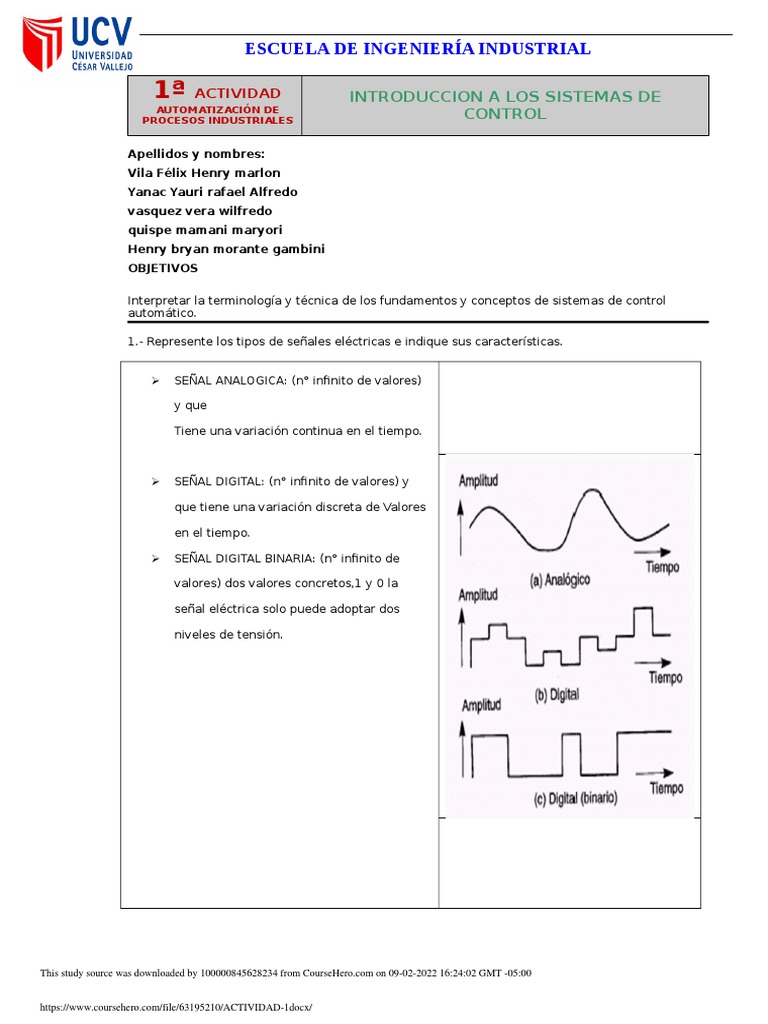 Actividad - 1. Automatización. | PDF | Automatización | Sistema de control